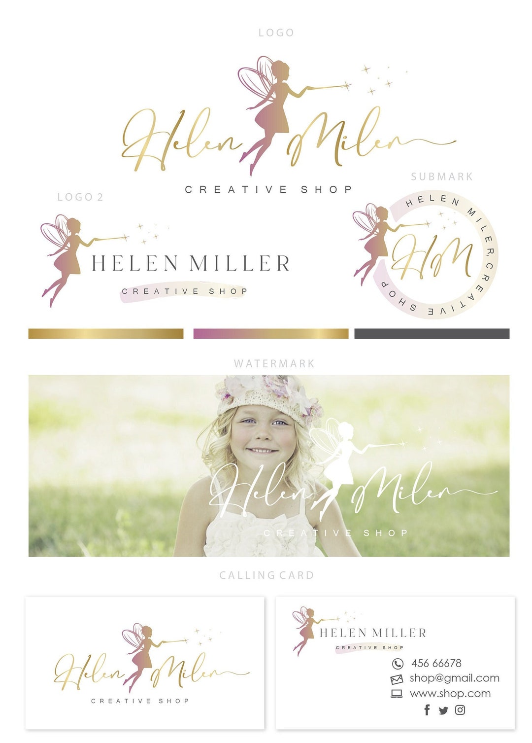 Pink Fairy Logo and Branding Event Planner Logo Fairy Cleaning Logo ...