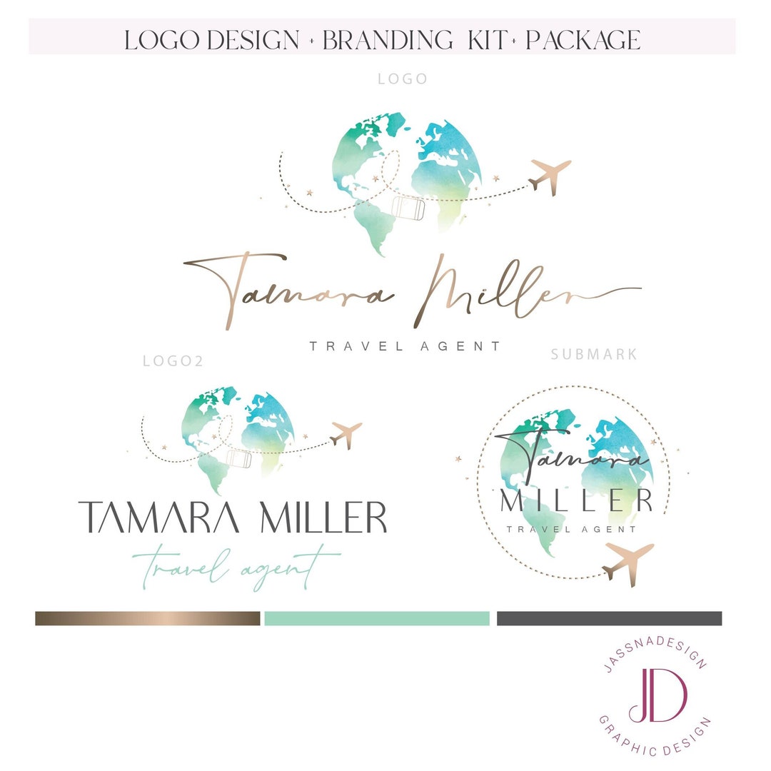 Travel Agent Logo and Branding Travel Map Suitcase Logo Traveling Bag ...