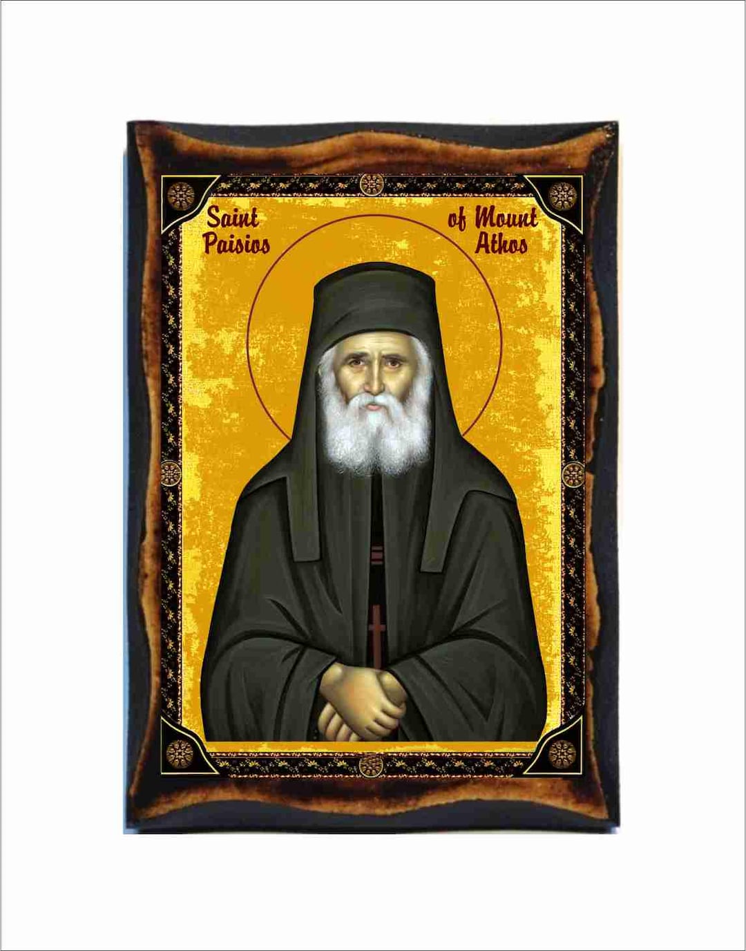 Saint Paisios of Mount Athos Byzantine Icon - Holy Card on Handmade ...