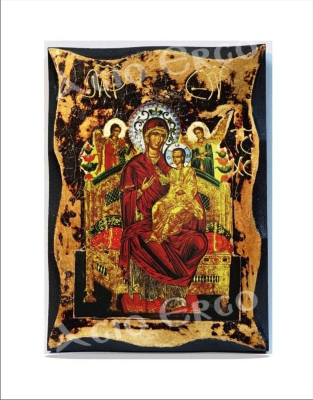 Handmade Panagia Pantanassa Icon: Vatopedi Monastery, 24K Gold Leaf - Etsy