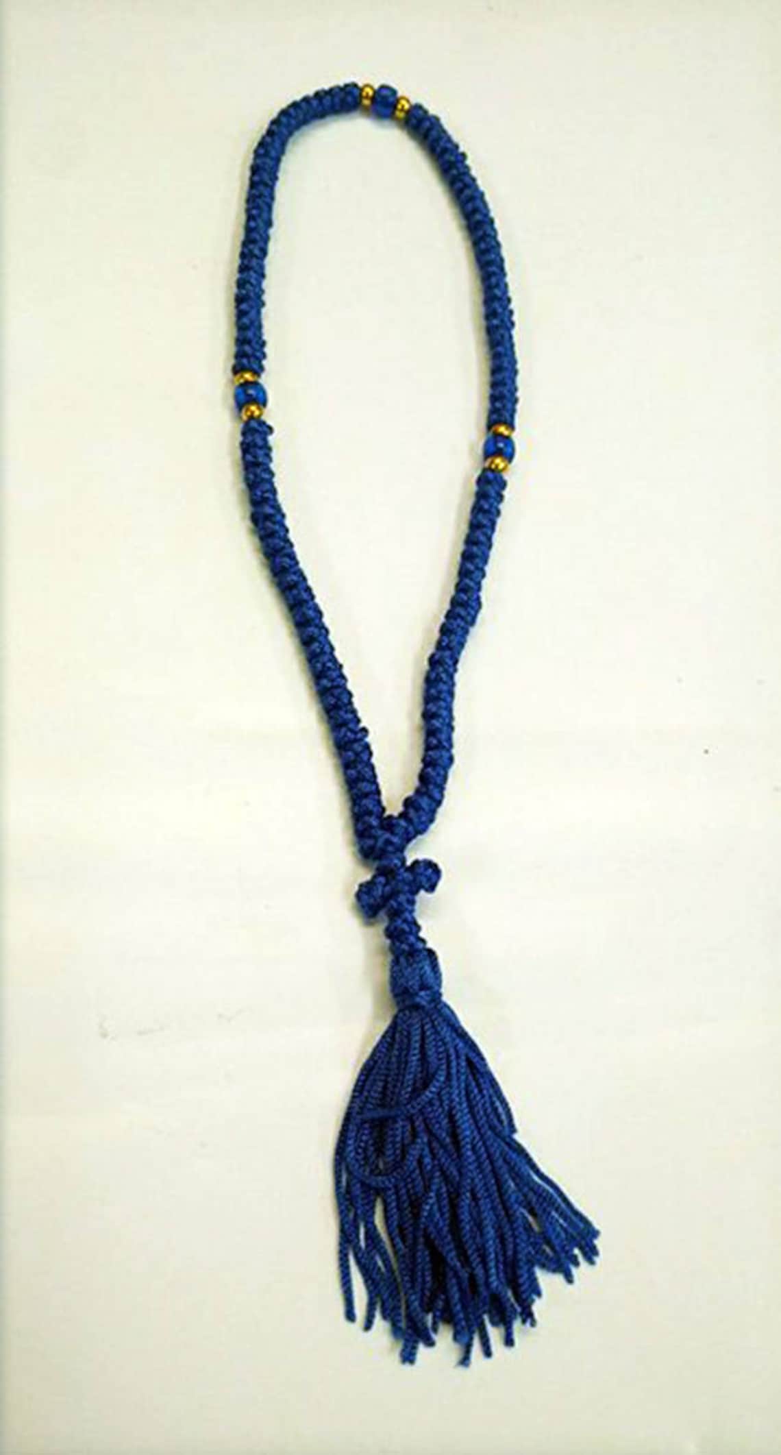 Prayer Rope 100 Knots Blue Silk Thread With Blue and Gold - Etsy