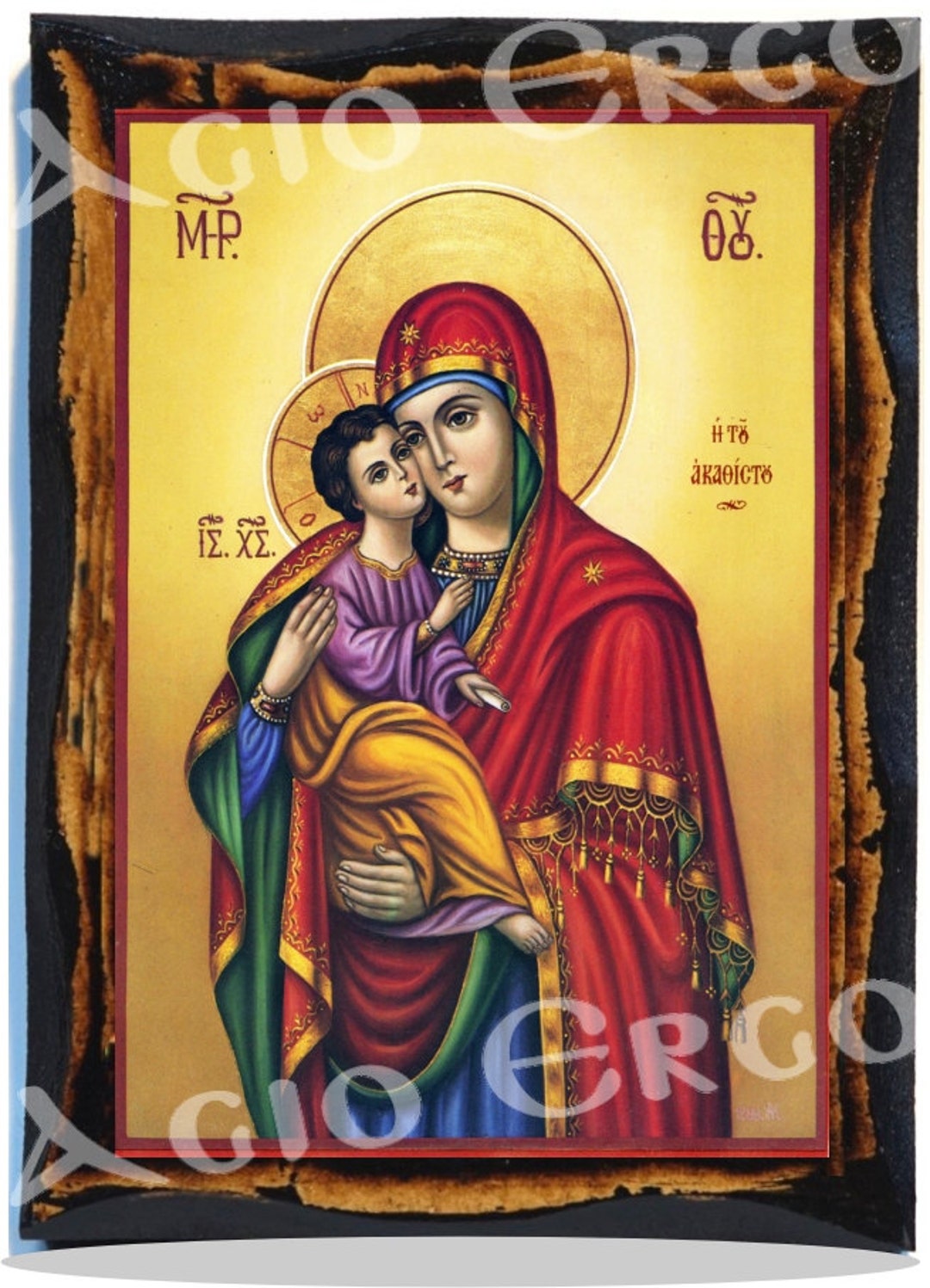 Holy Virgin Mary of the Salutations or Akathistos Greek - Etsy