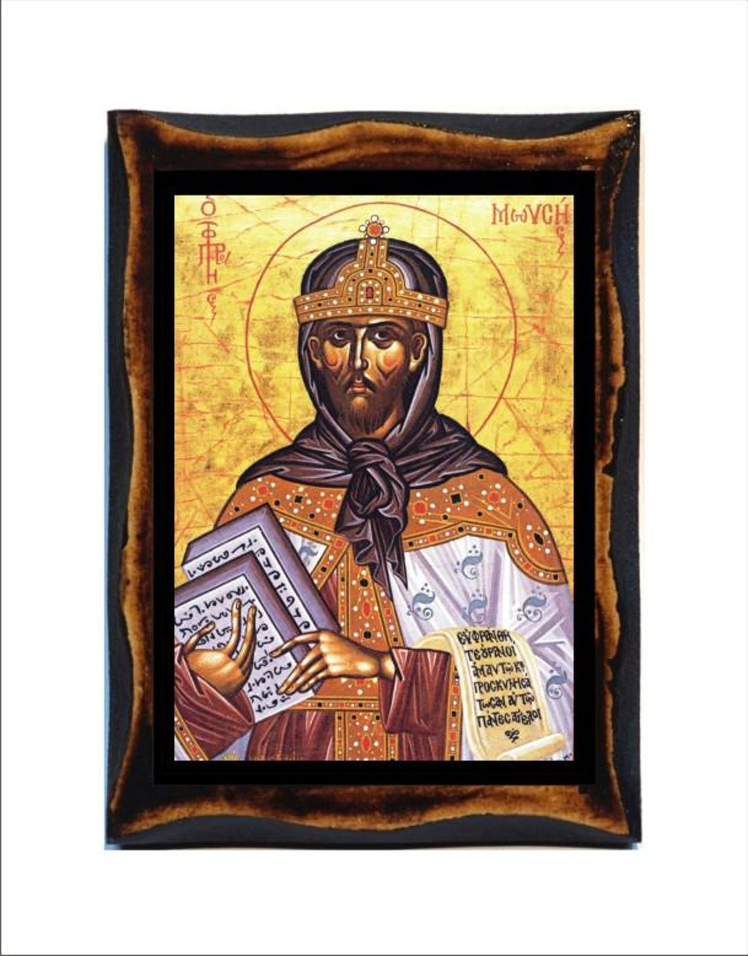 Prophet Moses Byzantine Icon - Catholic Holy Card on Handmade Wood ...