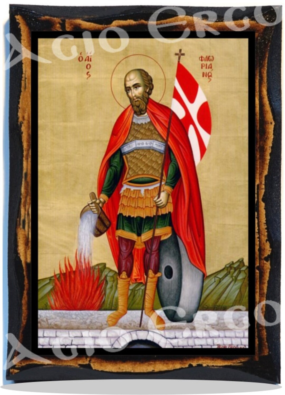 Saint Florian Christian Catholic Handmade Wood Icon on Plaque - Etsy