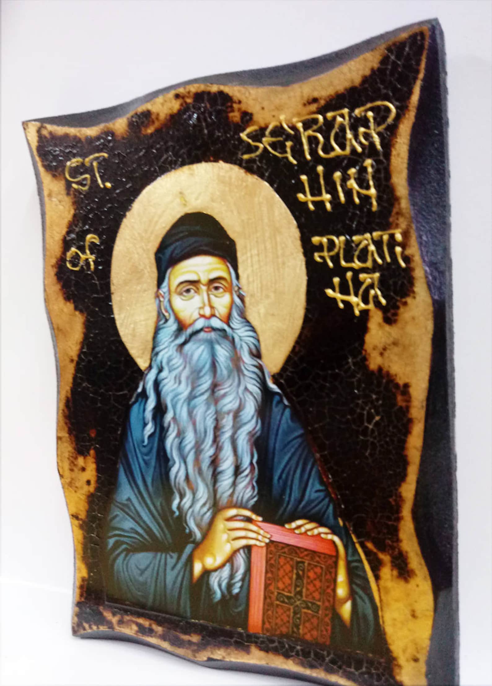 Saint Seraphim Rose of Platina Handmade Wood Icon on Plaque | Etsy