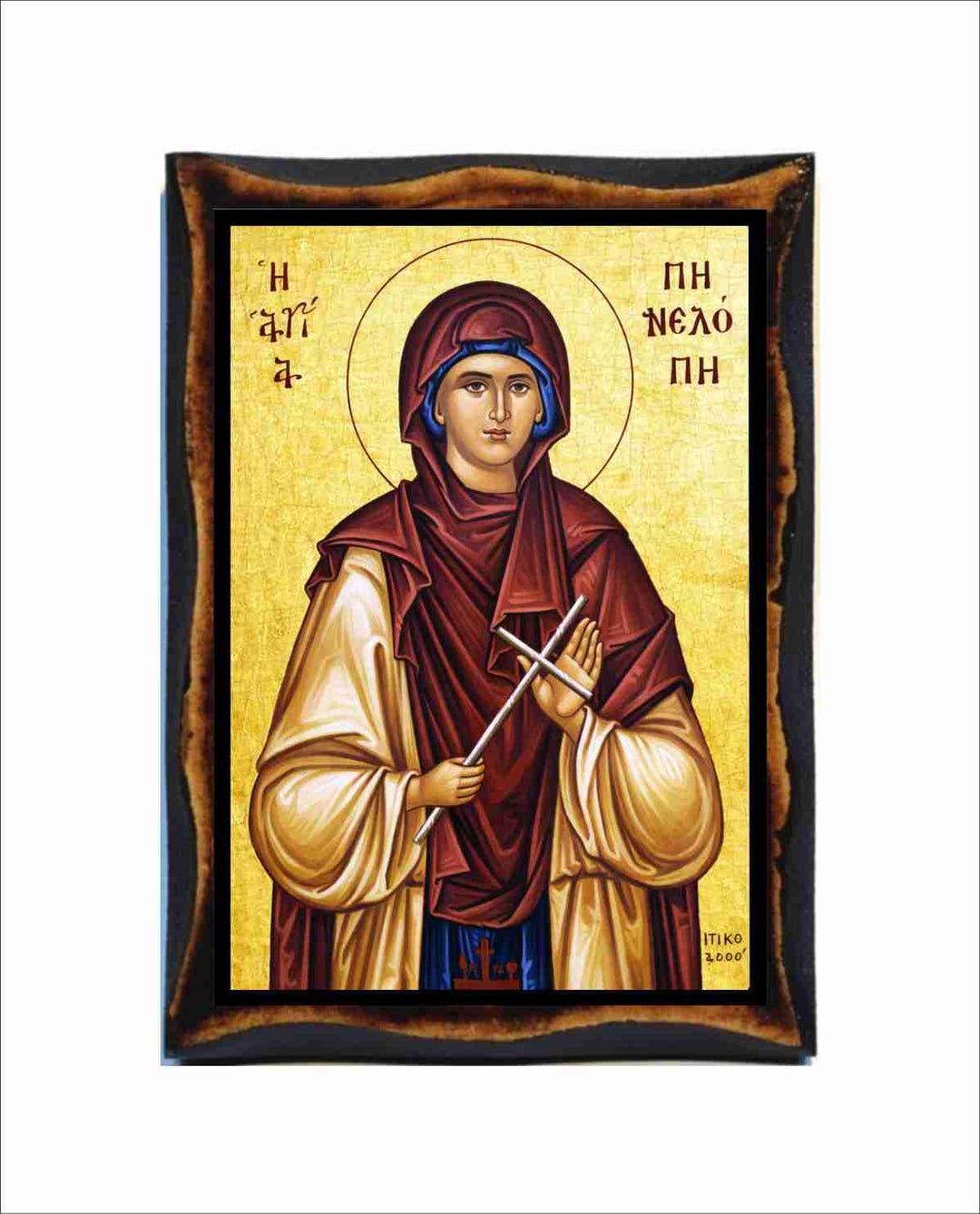 Saint Penelope Icon - Byzantine Art - Orthodox Holy Card on Handmade ...