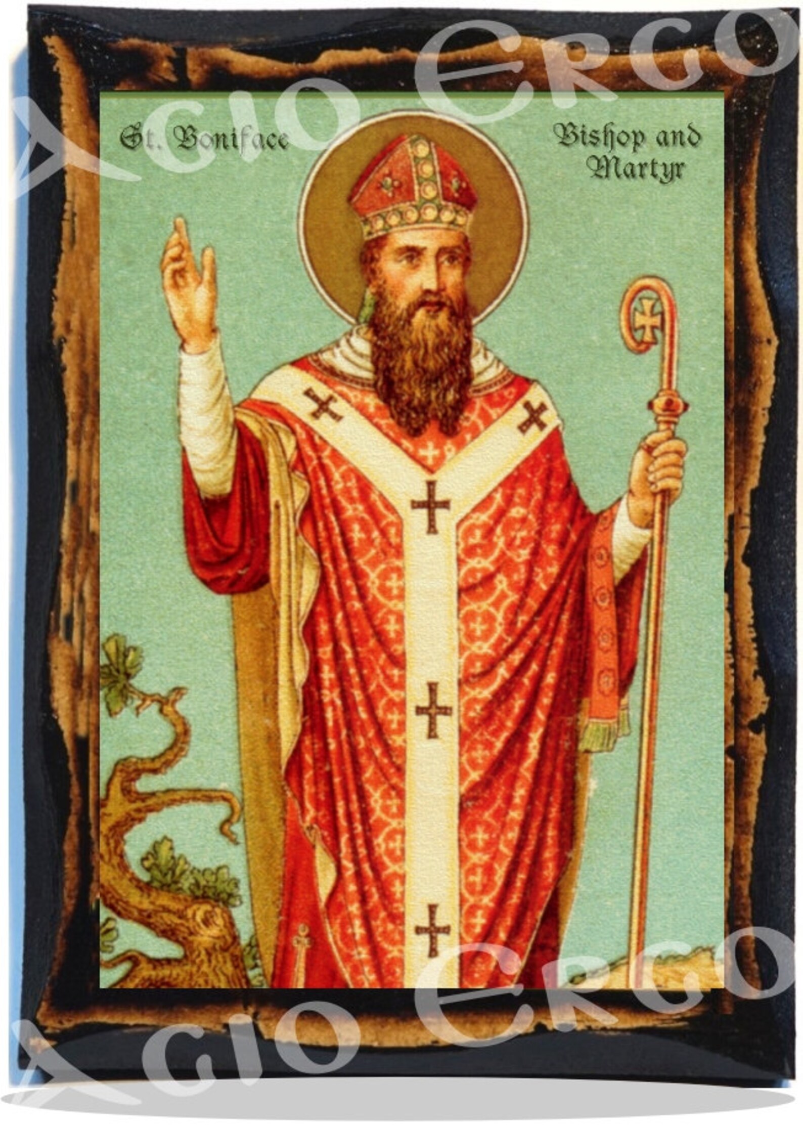 Saint Boniface Catholic Christian Icon on Wood - Etsy