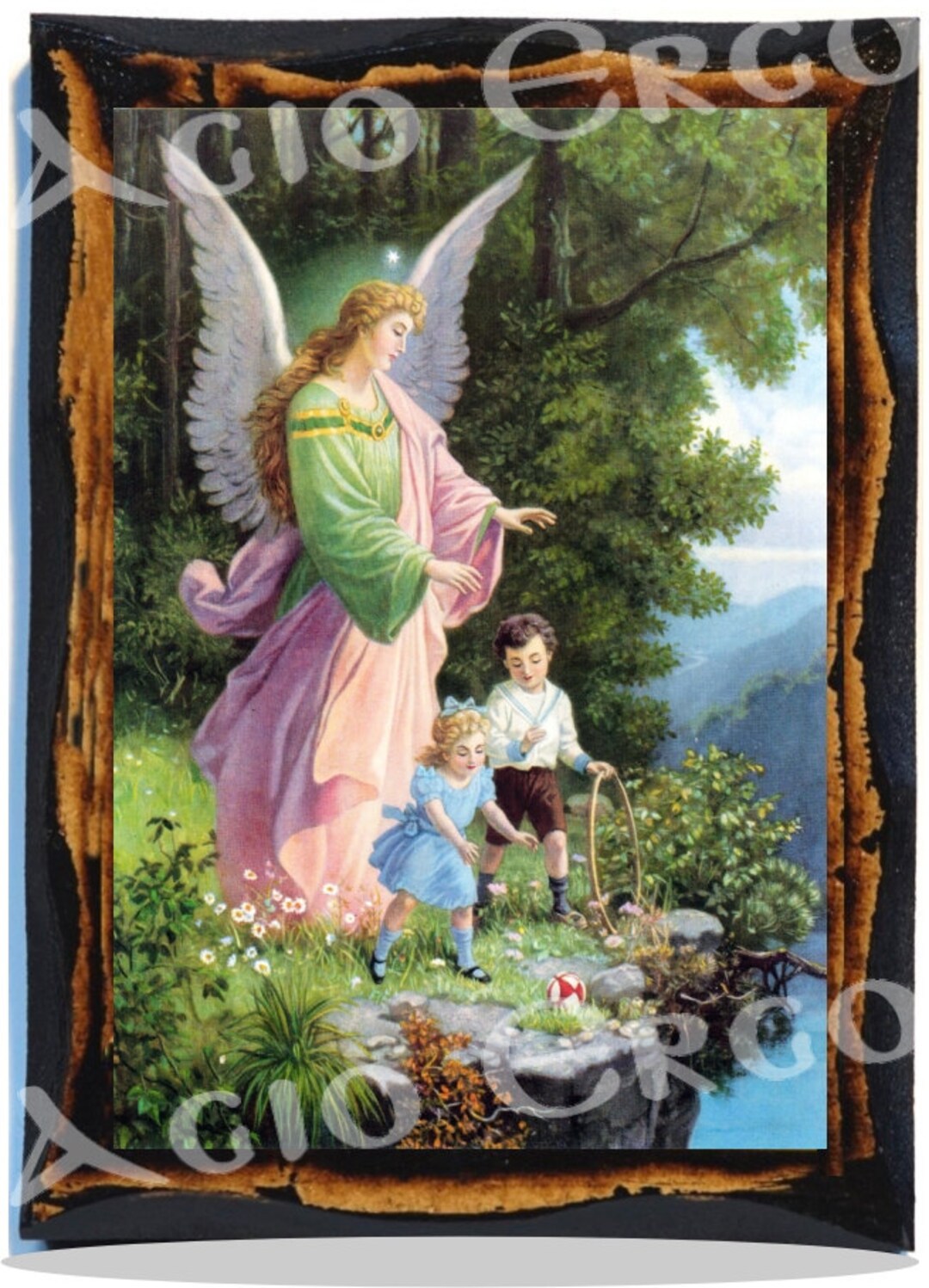 Angels Watching Over Kids Handmade Wood Icon on Plaque - Etsy