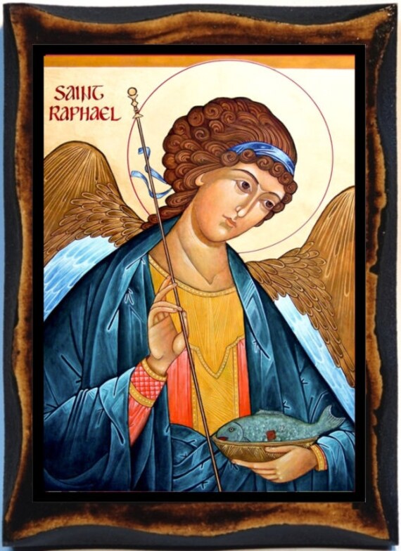 Raphael Engel Erzengel handgefertigte Holz-Symbol auf Plaque | Etsy