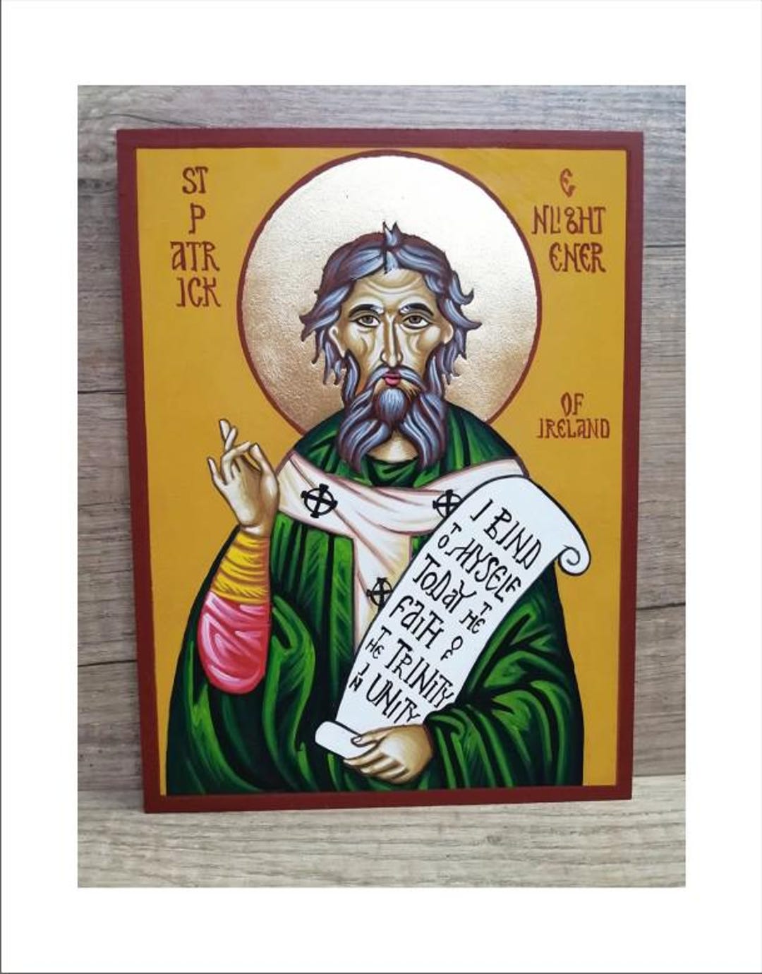 Handmade Saint Patrick Icon: Hand-painted Religious Art With Gold Leaf ...