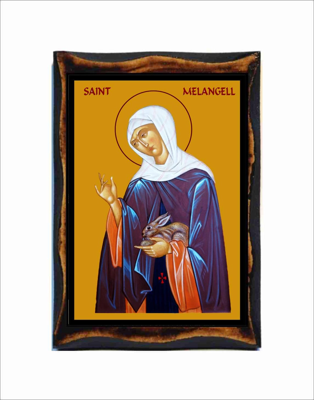 Saint Melangell Icon - Byzantine Art - Catholic Holy Card on Handmade ...