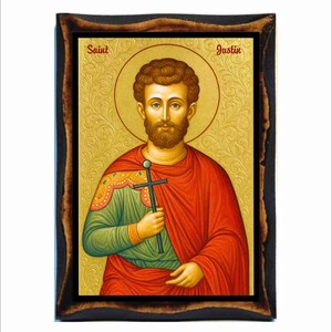 Saint Justin Martyr Icon - Byzantine Art - Catholic Holy Card on ...