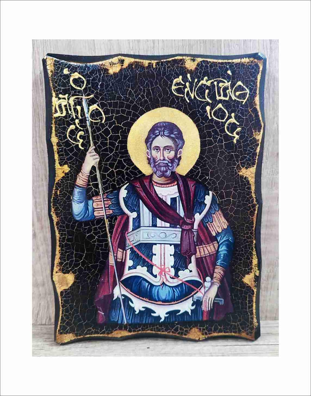Saint Eustace Handmade Wood Icon With 24K Golden Leaf - Etsy