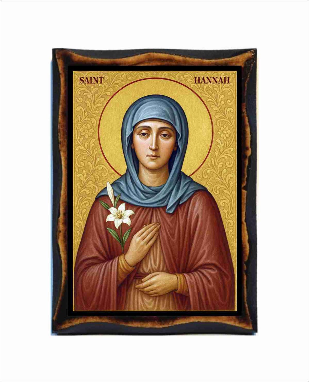 Saint Hannah Byzantine Icon - Catholic Holy Card on Handmade Wood ...
