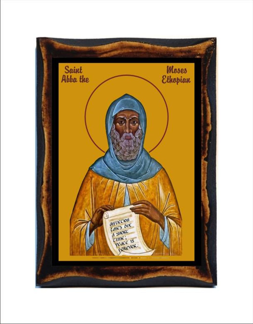 Saint Moses the Black Icon - Holy Card on Handmade Wood Plaque - Etsy