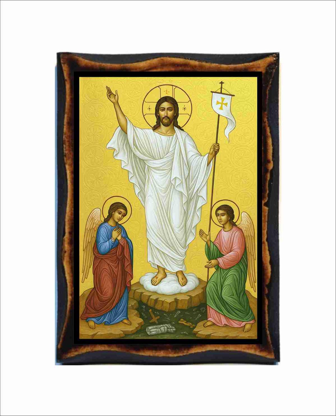 Resurrection of Jesus Icon - Byzantine Art - Catholic Holy Card on ...
