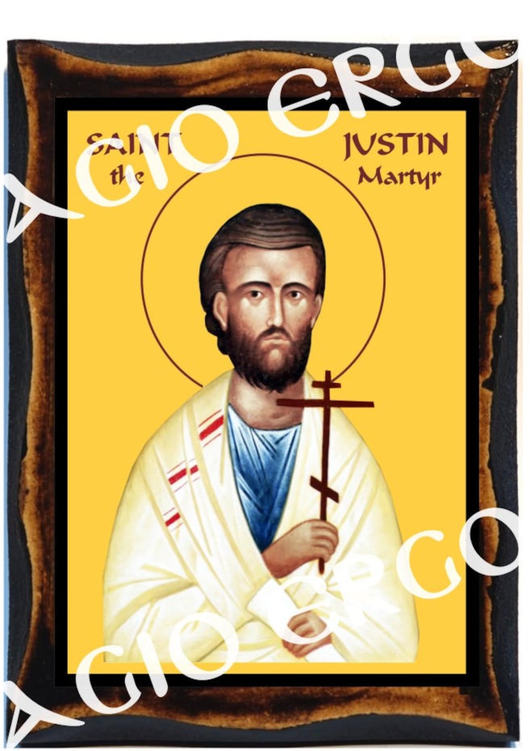 Saint Justin Martyr the Philosopher Handmade Wood Icon on Plaque - Etsy