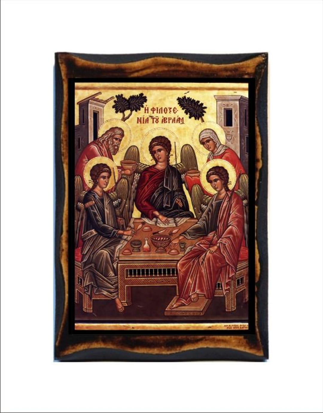 Philoxenia of Abraham Icon - Byzantine Art - Catholic Holy Card on ...