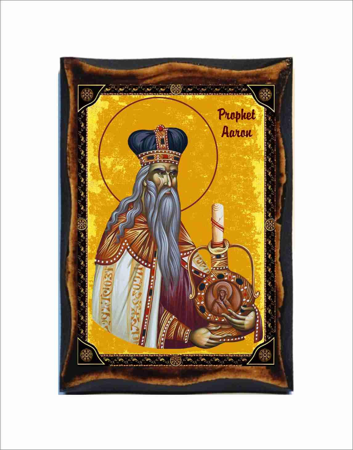 Prophet Aaron Byzantine Icon - Catholic Holy Card on Handmade Wood ...