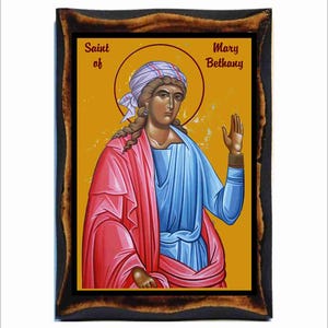 Mary of Bethany Icon - Byzantine Art - Catholic Holy Card on Handmade ...