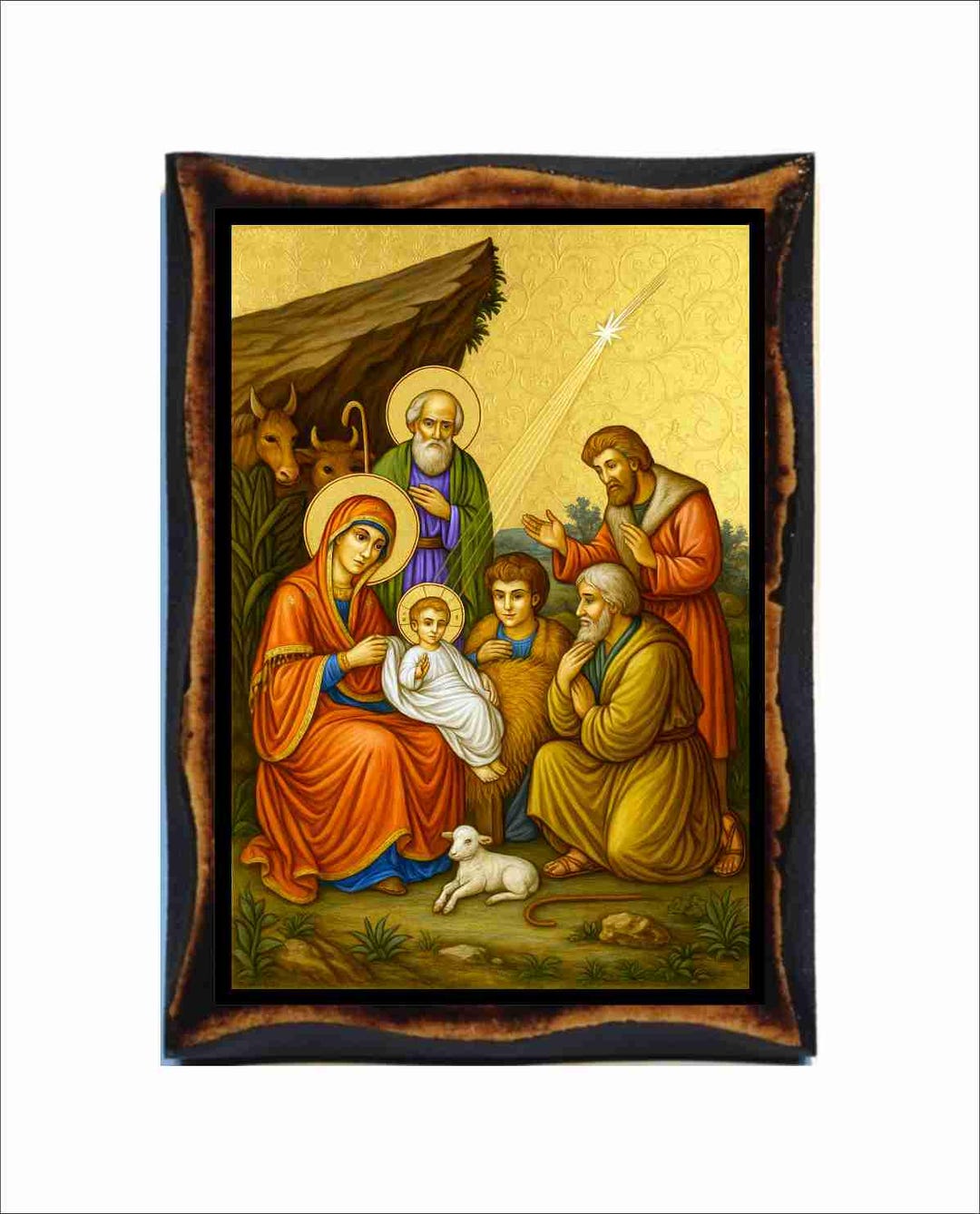 Nativity of Jesus Icon - Christmas - Byzantine Art - Holy Card on ...