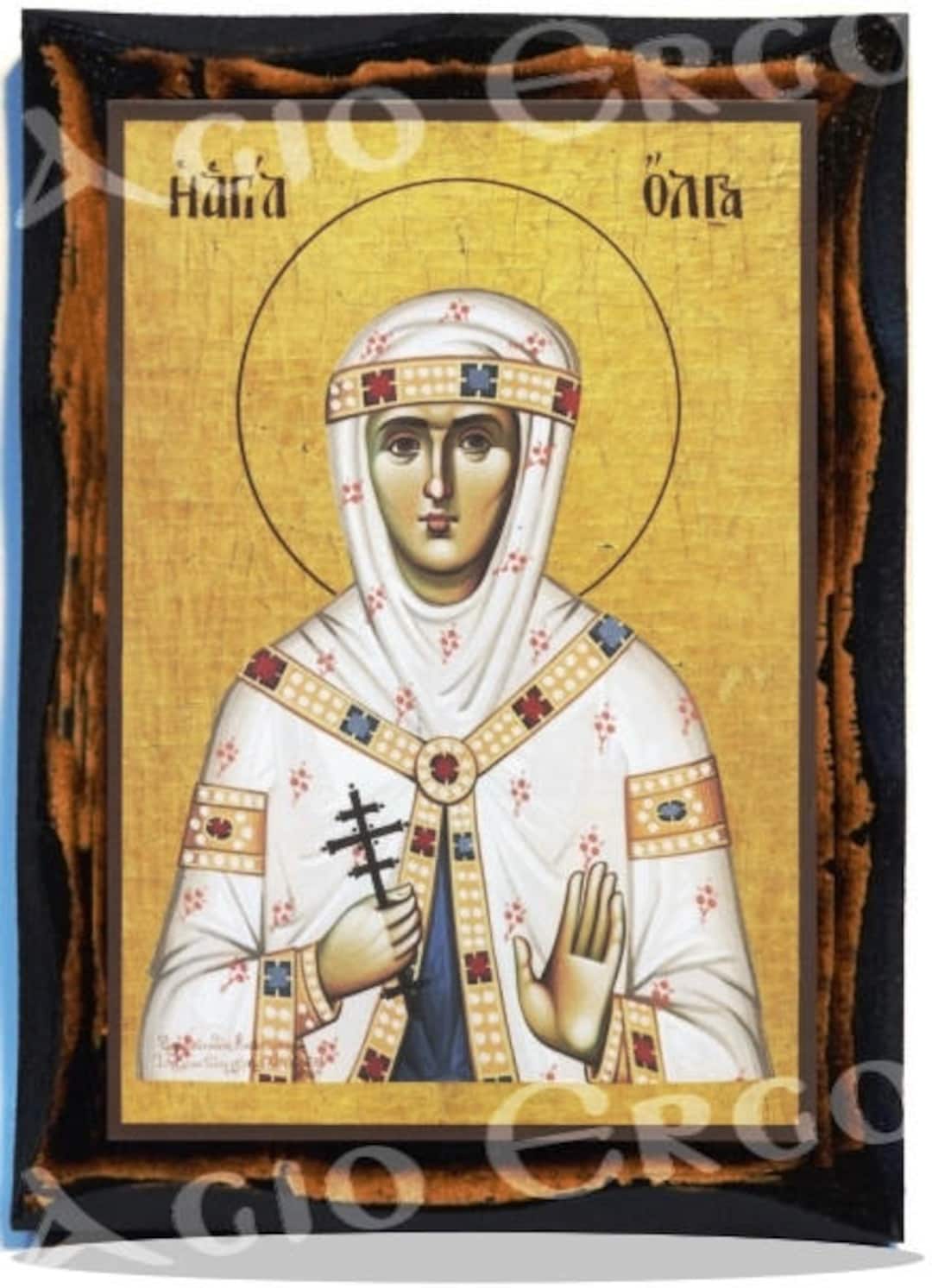 Saint Olga of Kiev Holy Equal-to-the-apostles Olga Handmade Wood Icon ...