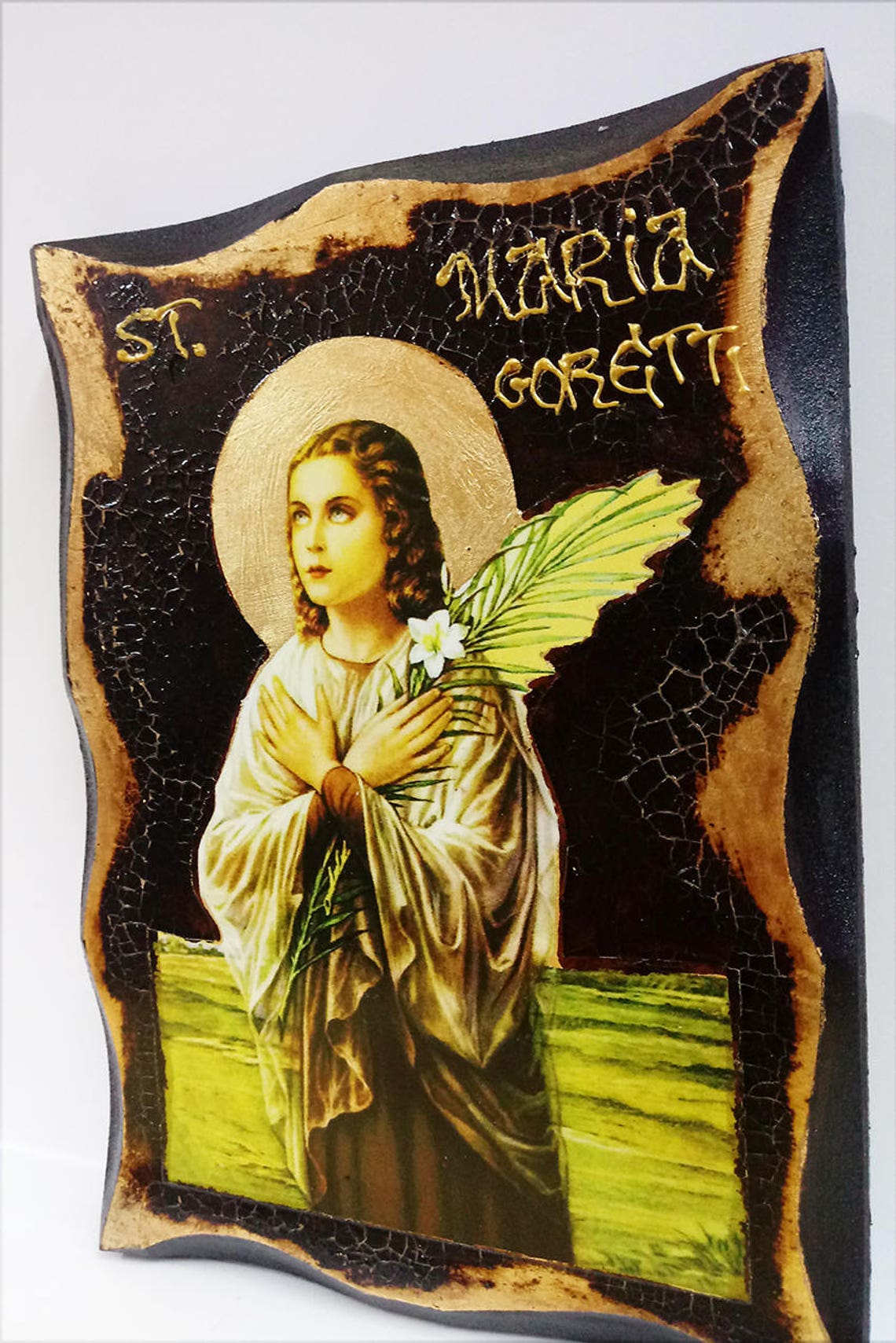 Saint Maria Goretti Virgin and Martyr Handmade Wood Icon on - Etsy