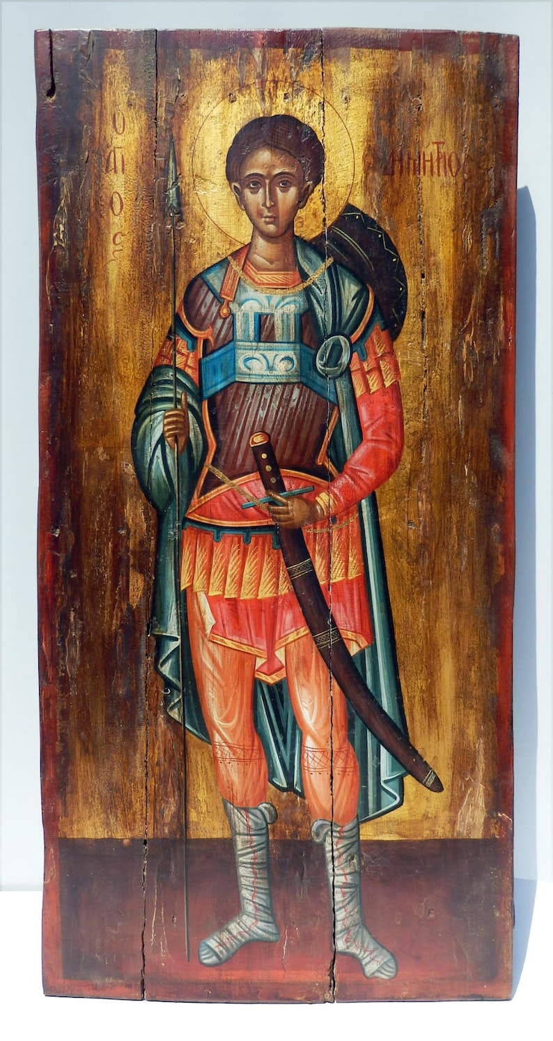 Saint Demetrius of Thessaloniki Great-Martyr Hand Paint Icon | Etsy