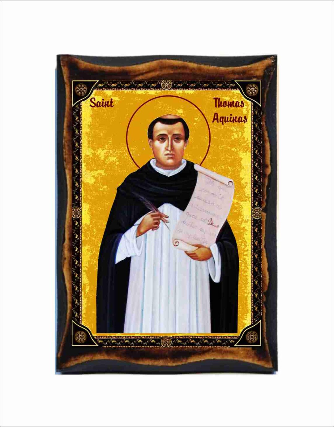 Saint Thomas Aquinas Icon - Byzantine Art - Catholic Holy Card on ...