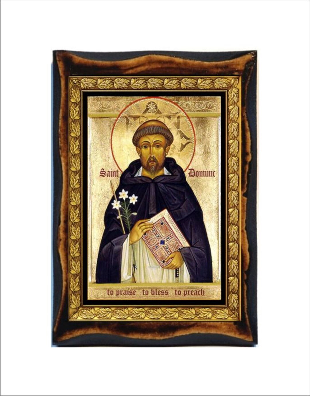 Saint Dominic Icon - Byzantine Art - Catholic Holy Card on Handmade ...