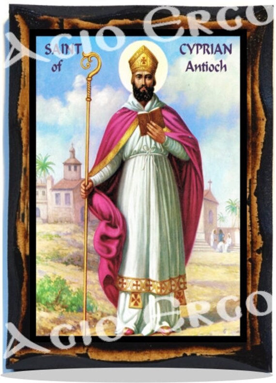 Saint Cyprian Handmade Wood Icon on Plaque | Etsy