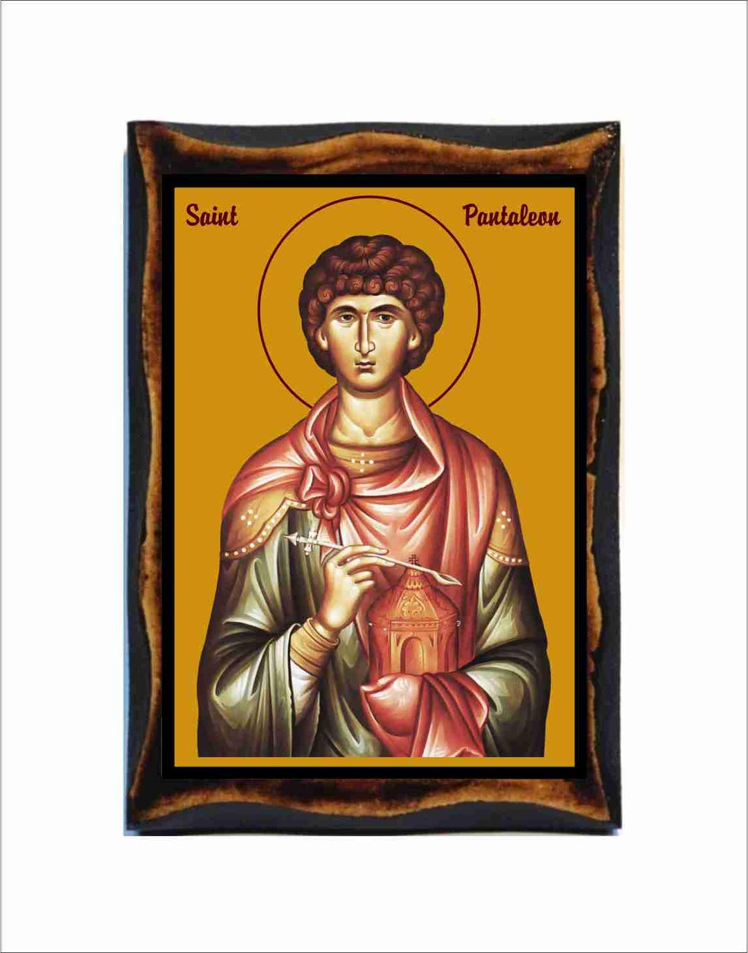 Saint Pantaleon Icon - Byzantine Art - Orthodox Catholic Holy Card on ...