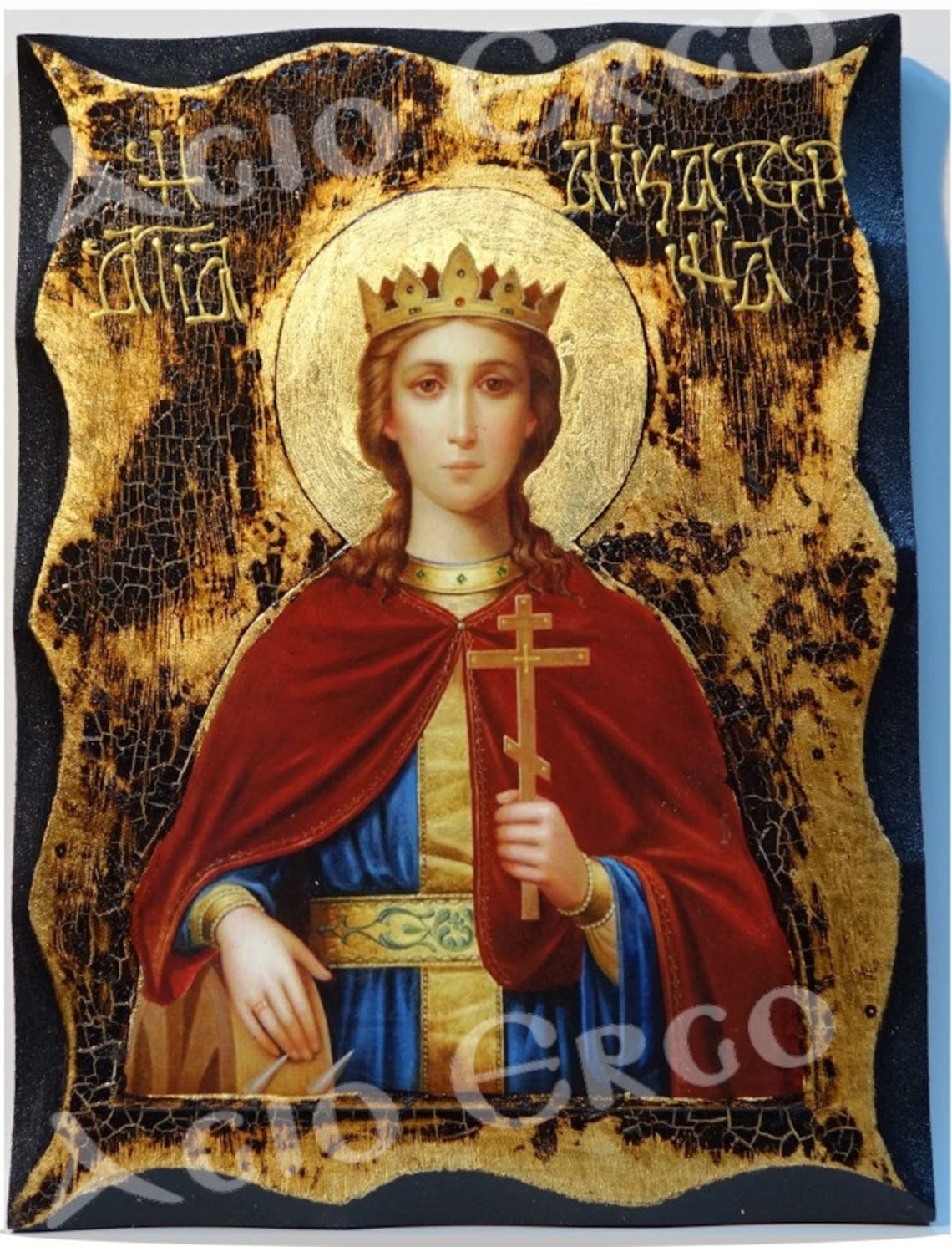 Saint Catherine of Alexandria Handmade Wood Icon on Plaque - Etsy