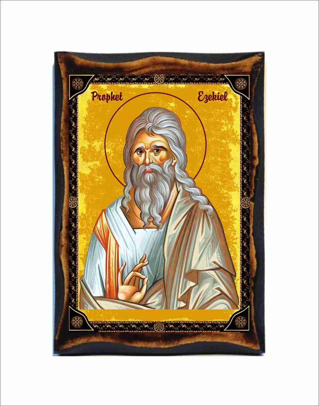 Prophet Ezekiel - Byzantine Icon - Catholic Holy Card on Handmade Wood ...