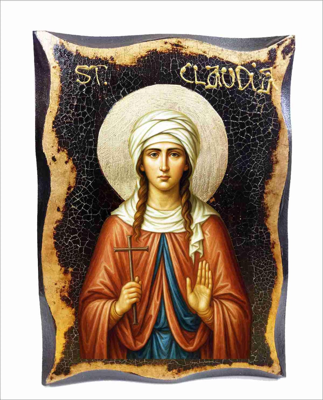 Handmade Saint Claudia of Rome Wood Icon With Gold Leaf 24K - Etsy