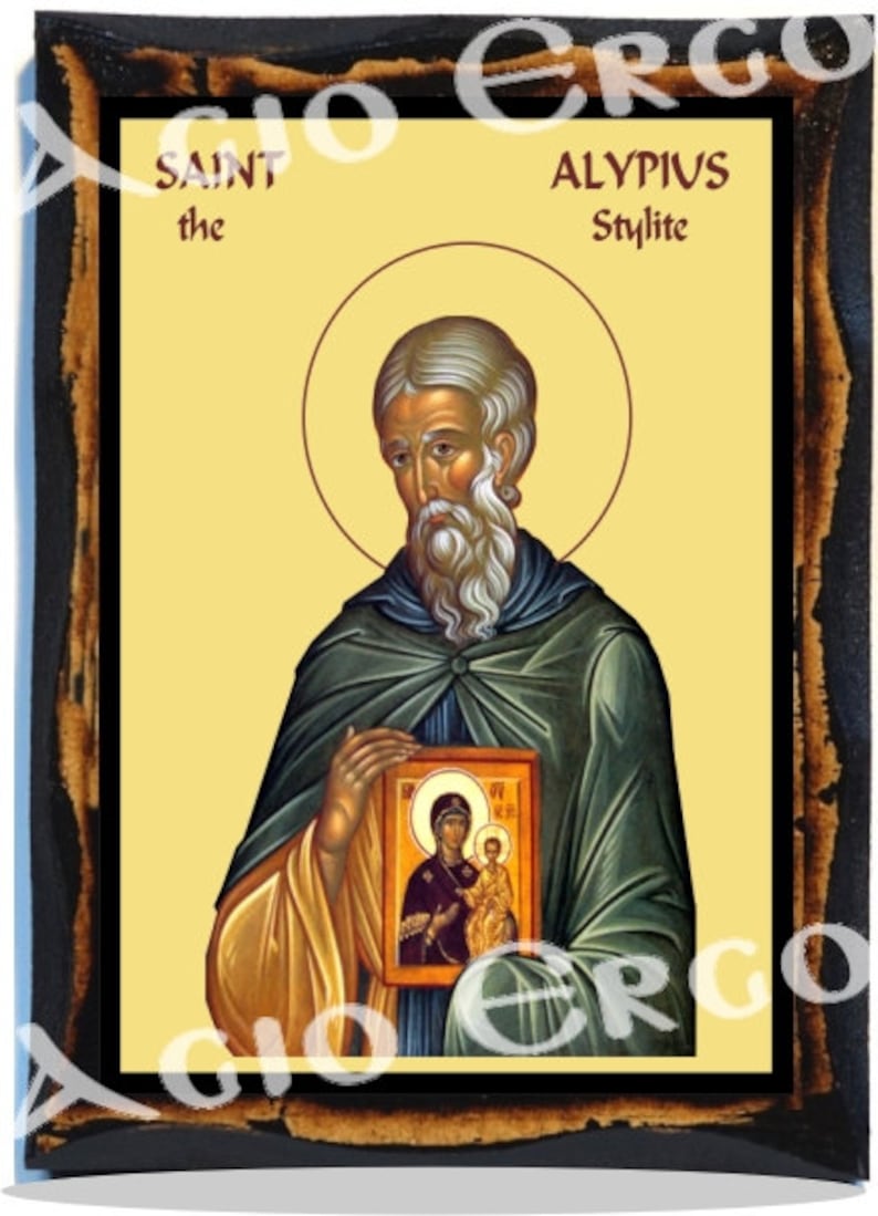 Saint Alypius the Stylite Catholic Christian Icon on Wood - Etsy