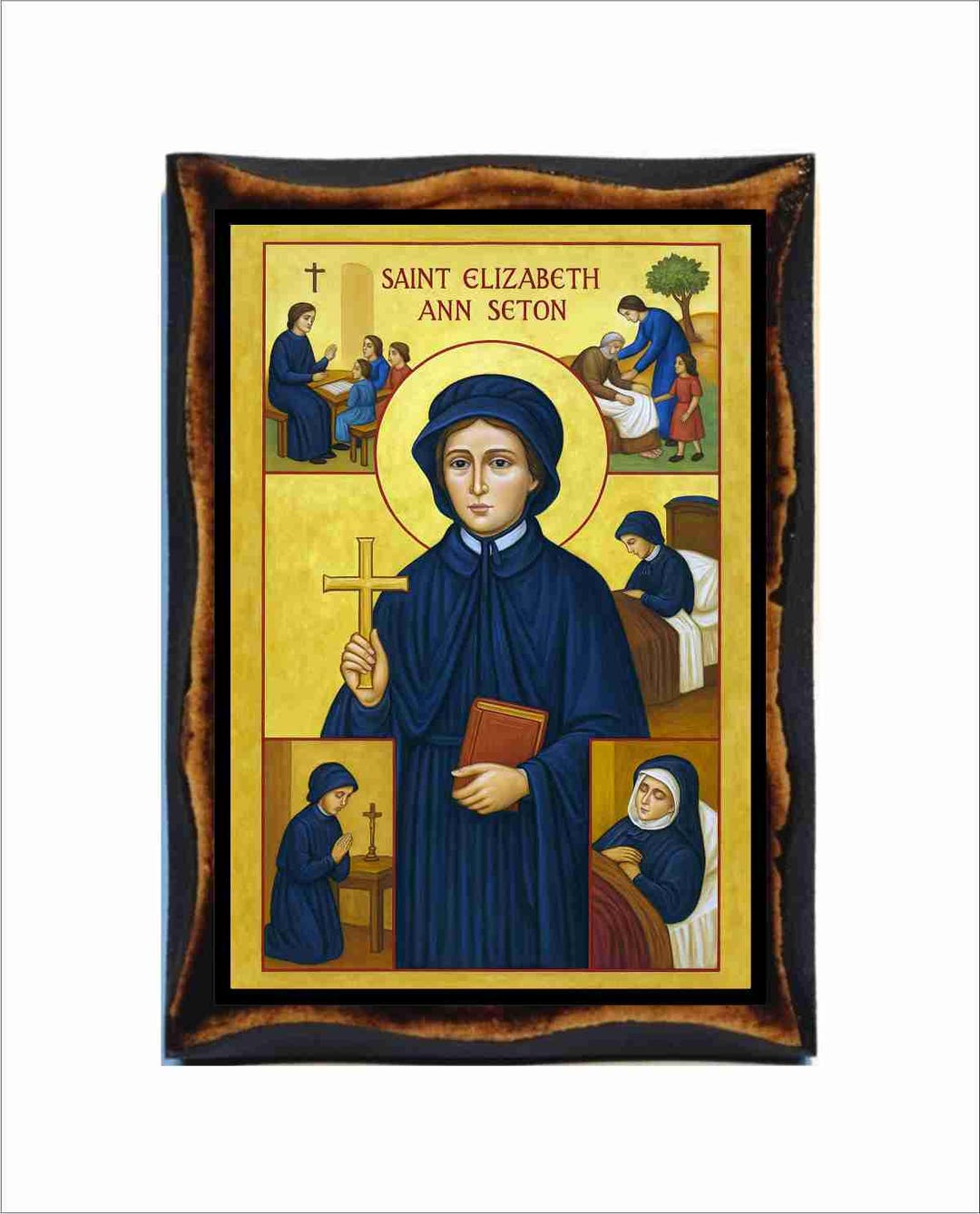 Saint Elizabeth Ann Seton Icon - Byzantine Art Catholic Holy Card on ...