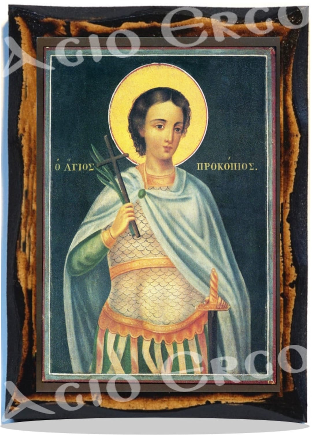Saint Procopius Icon - Orthodox Catholic Holy Card on Handmade Wood ...