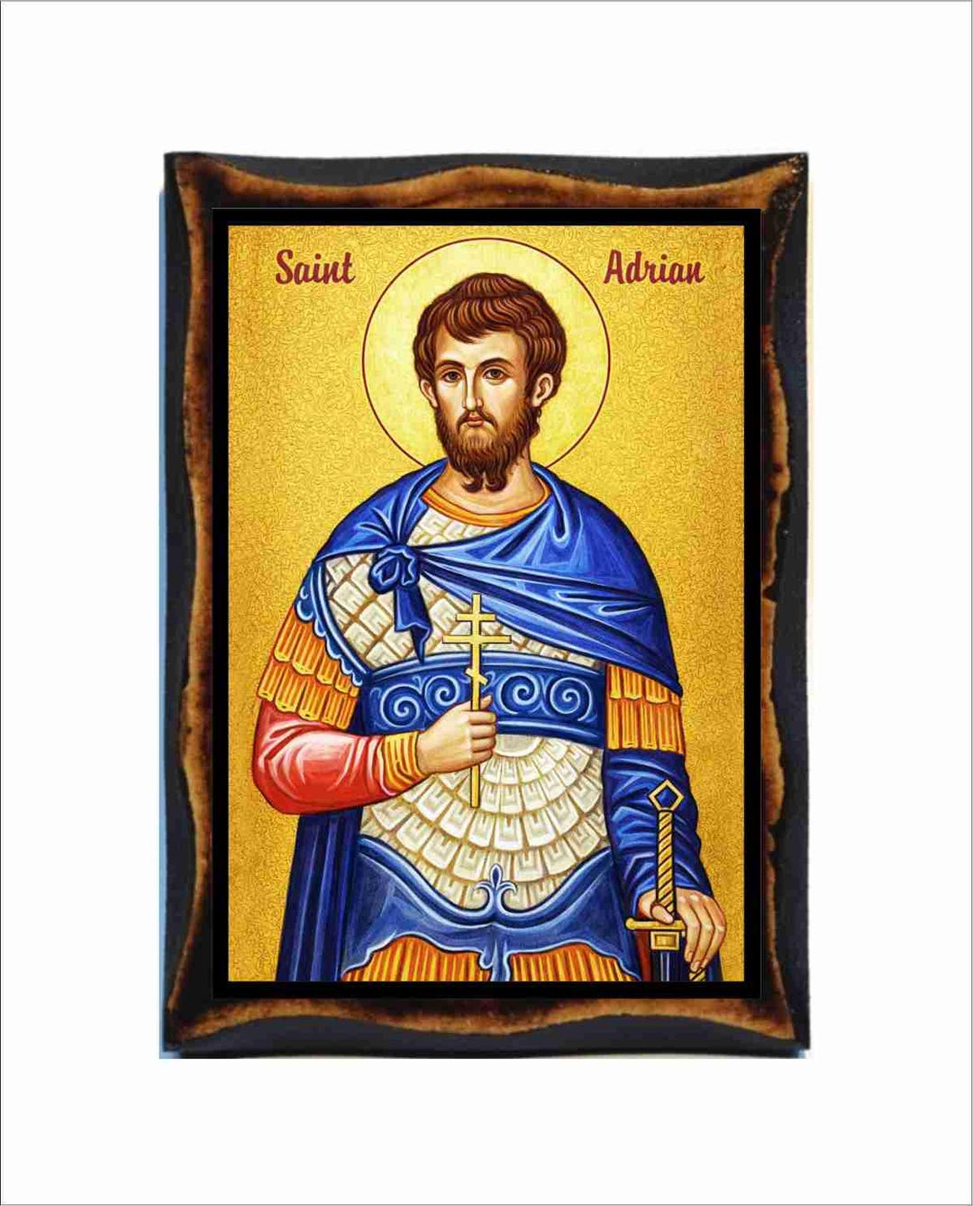 Saint Adrian Icon - Byzantine Art - Orthodox Catholic Holy Card on ...