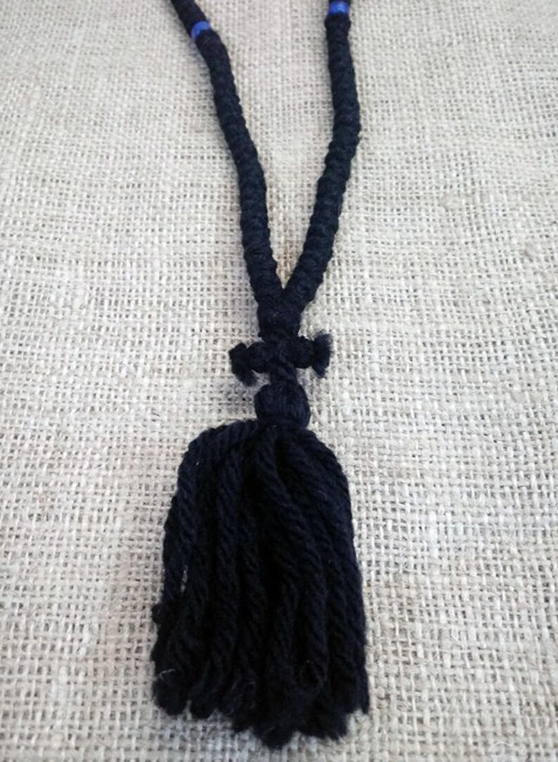 Prayer Rope 100 Knots Wool Blue Bead With Holy Anointing Oil - Etsy