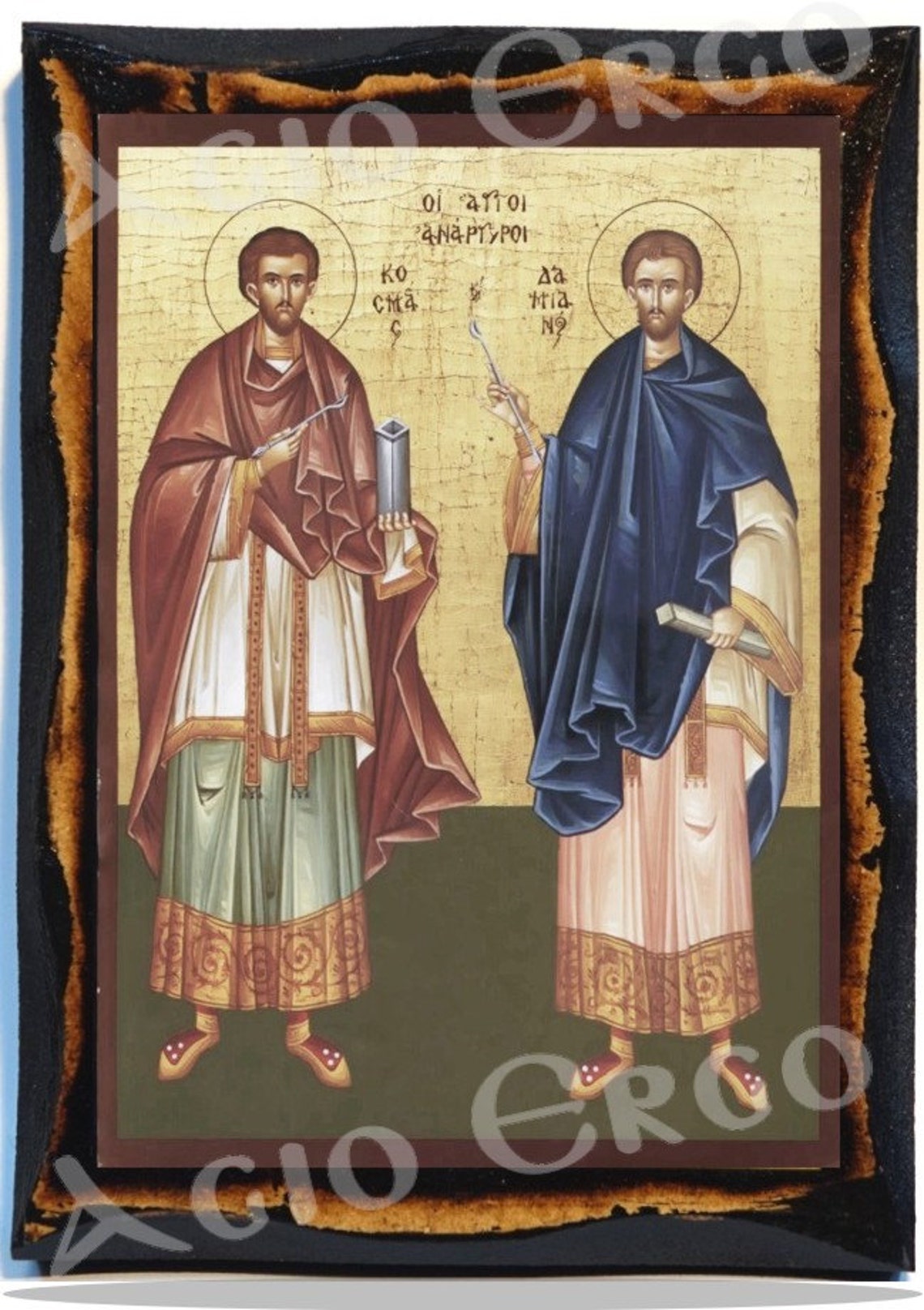 Saints Cosmas and Damian Greek Orthodox Byzantine Christian - Etsy