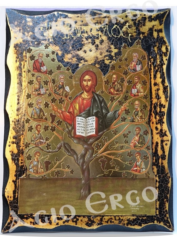 Jesus Christ ampelos and the Apostles Handmade Wood Icon on | Etsy
