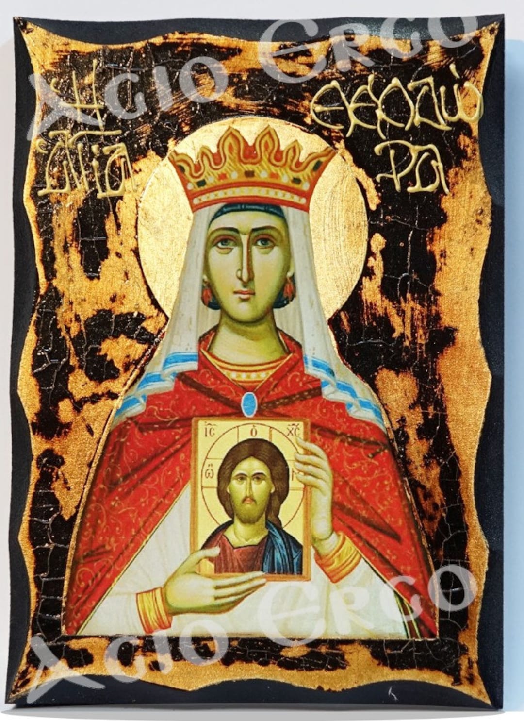 The Saint Theodora Handmade Wood Icon on Plaque With Physical Aging and ...