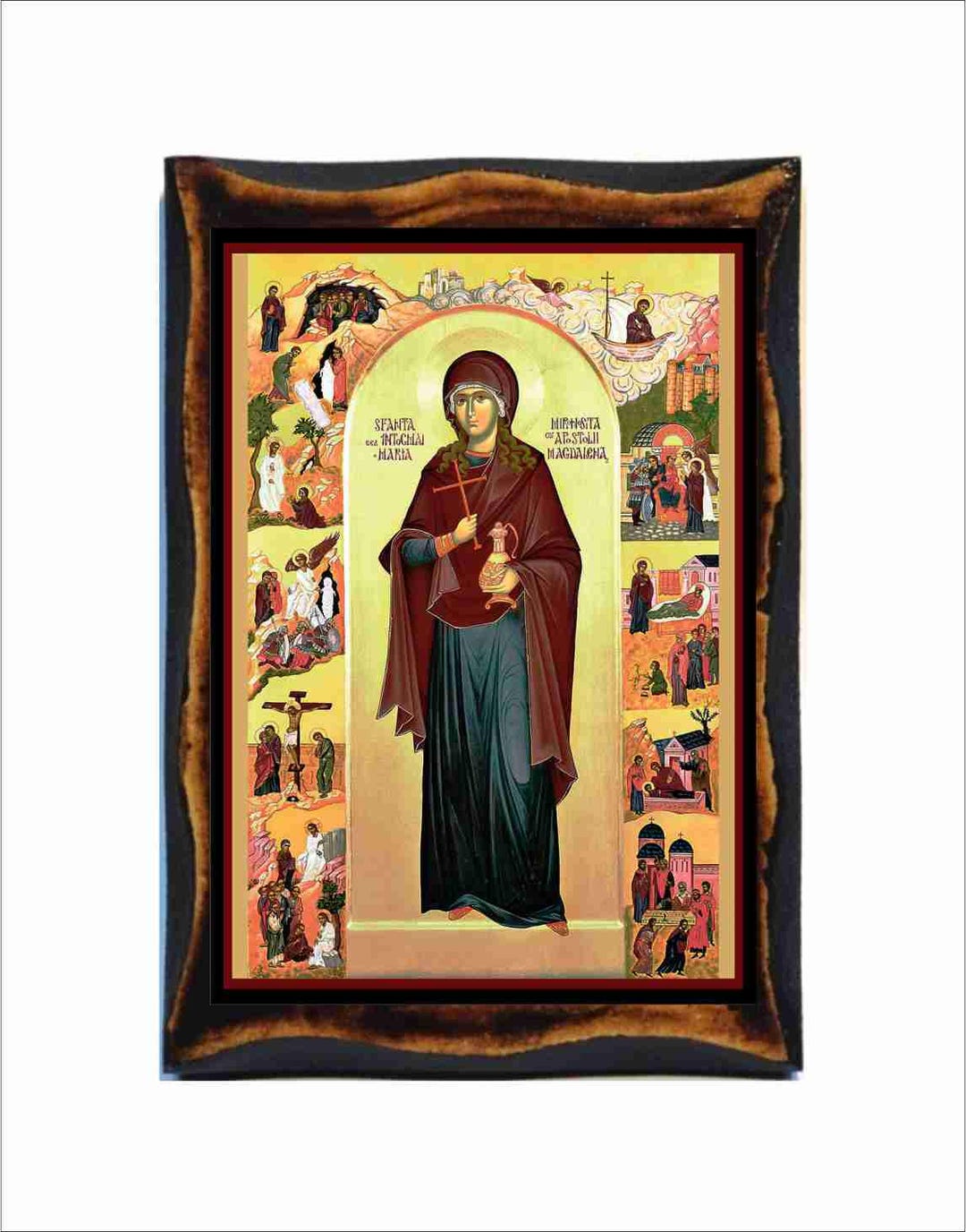Mary Magdalene Icon - Byzantine Art - Catholic Holy Card on Handmade ...