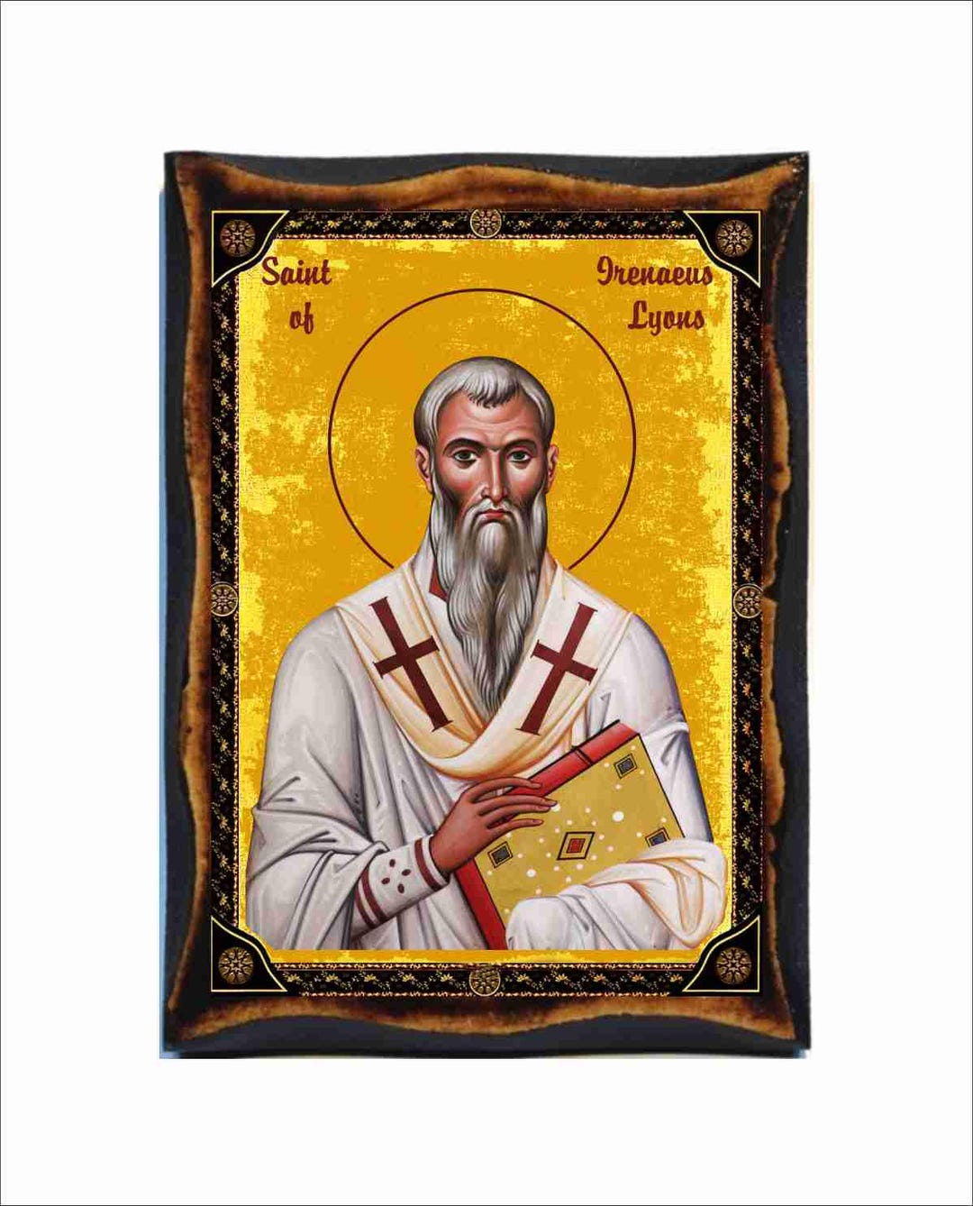 Saint Irenaeus of Lyon Icon: Byzantine Style - Catholic Holy Card on ...