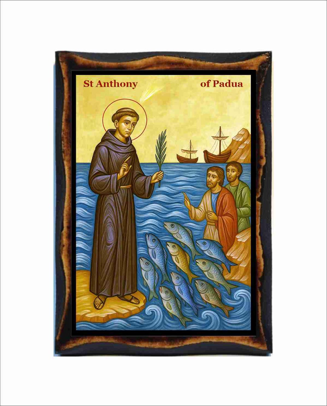 Saint Anthony of Padua - Byzantine Art - Catholic Holy Card on Handmade ...