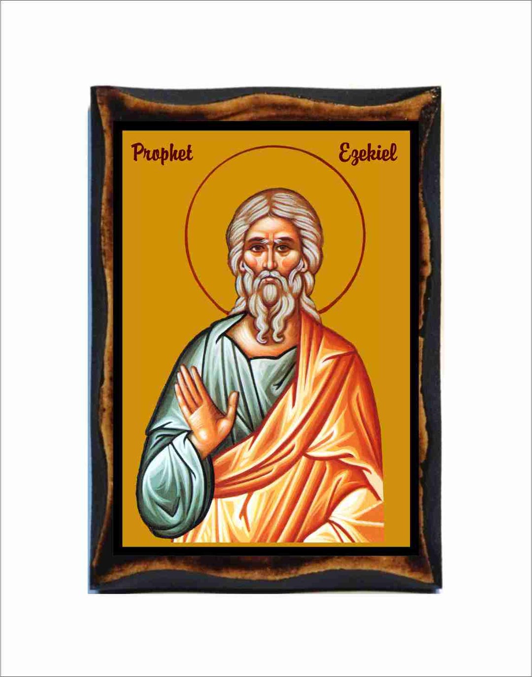 Prophet Ezekiel Byzantine Icon - Catholic Holy Card on Handmade Wood ...