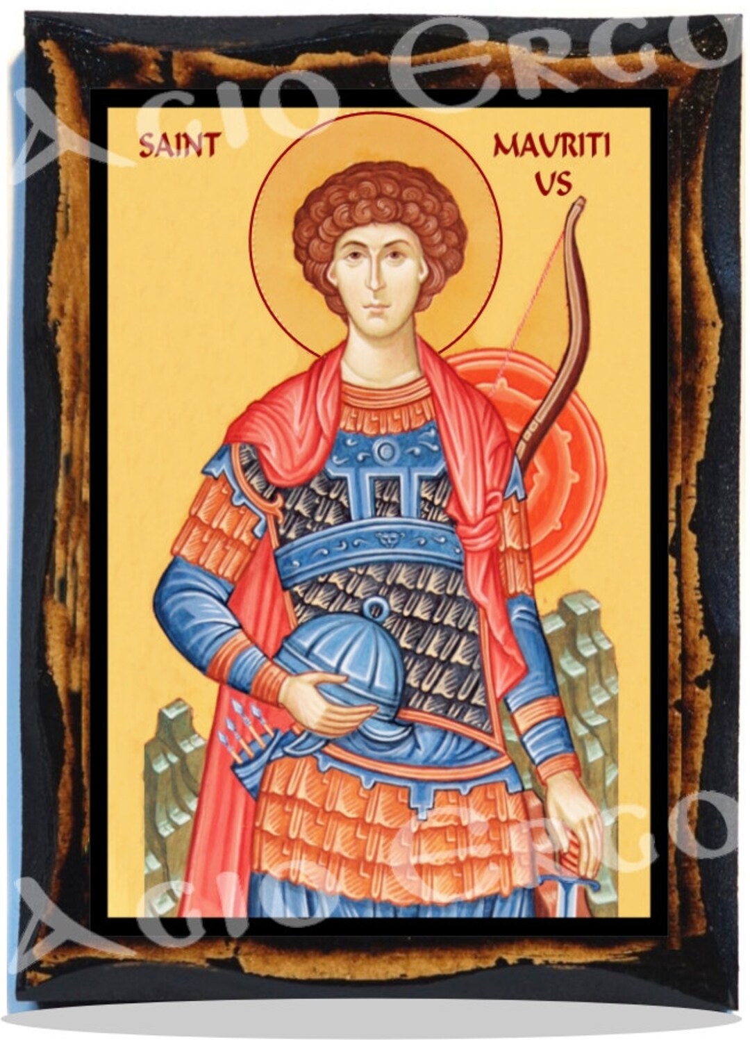 Saint Maurice Martyr Icon - Byzantine Art - Catholic Holy Card on ...