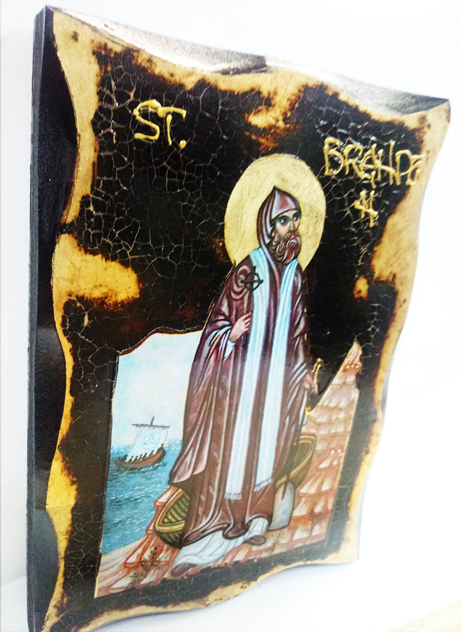 Saint Brendan the Navigator Handmade Wood Icon With Gold Leaf 24K - Etsy