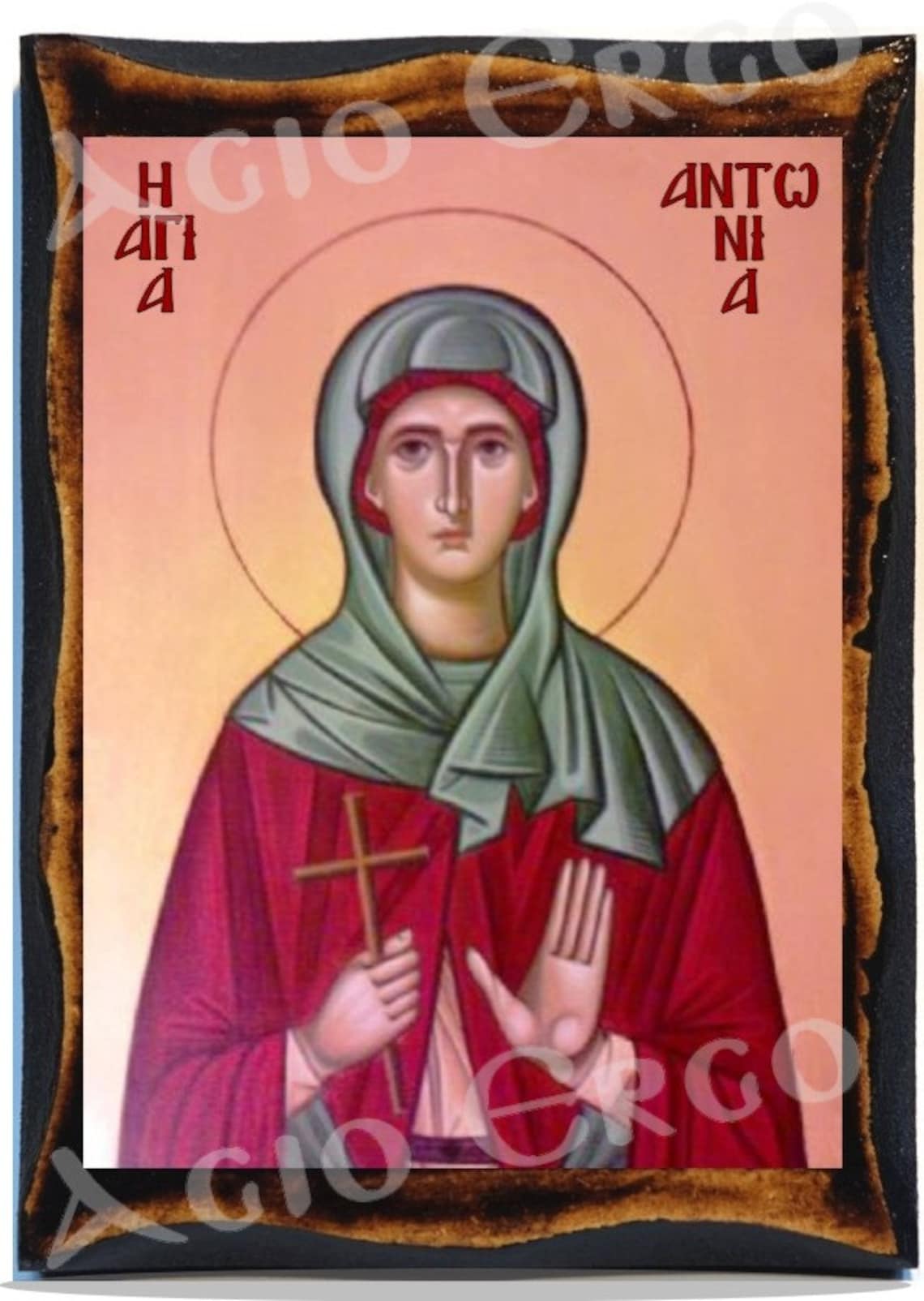 Saint Antonia Greek Orthodox Byzantine Christian Icon on Wood - Etsy